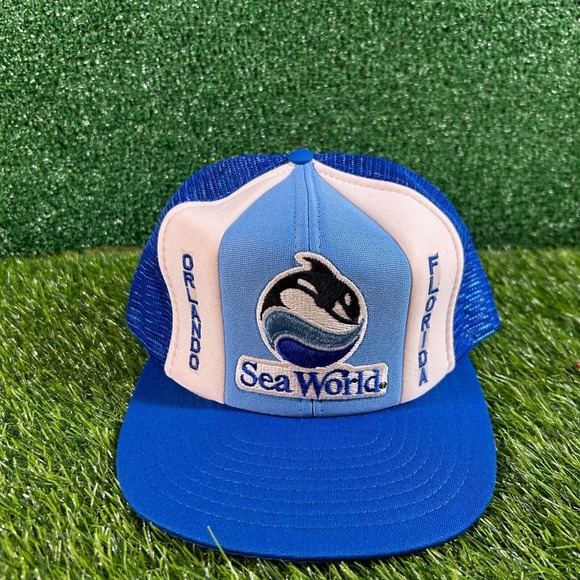 Accessories | Vintage Seaworld Orlando Florida Trucker Hat Blue White ...